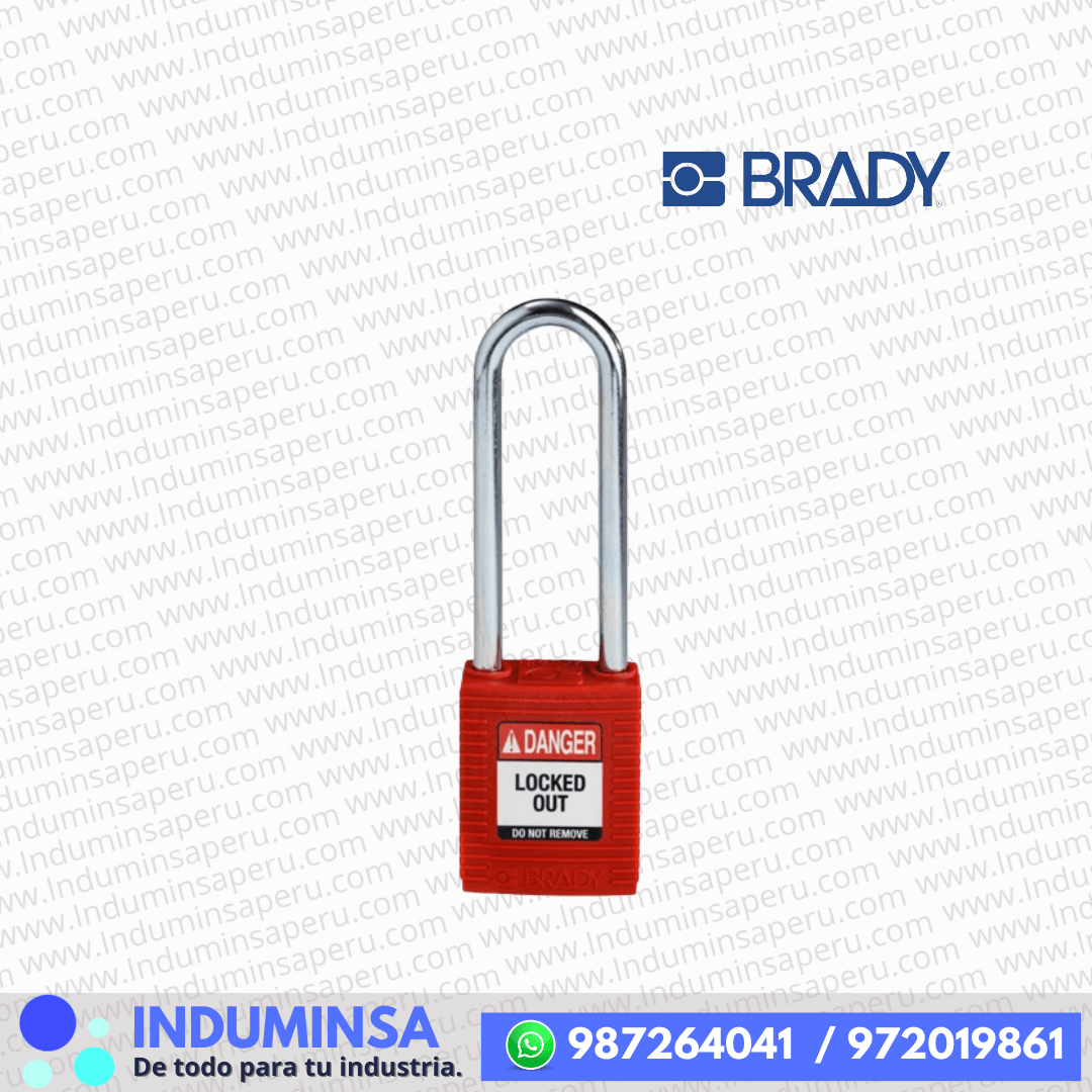 Candado de Seguridad Arco de Acero Rojo 3” Y434696 Brady - INDUMINSA